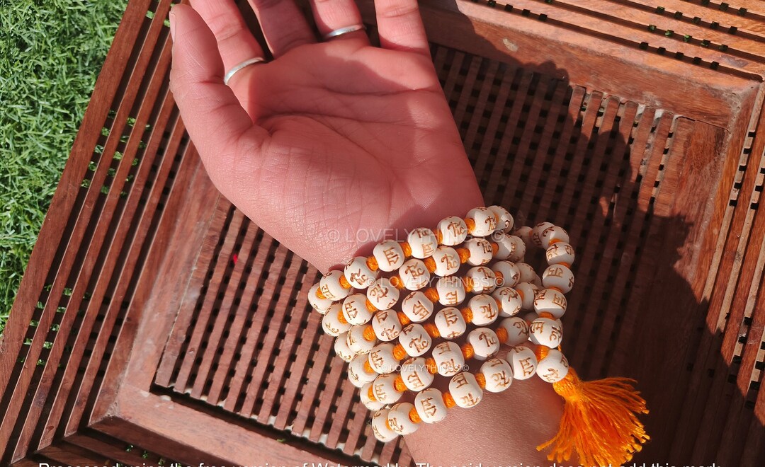 108 Bead Knotted Natural Tulsi Wood Mala,hindu Prayer Beads Japa Mala ...