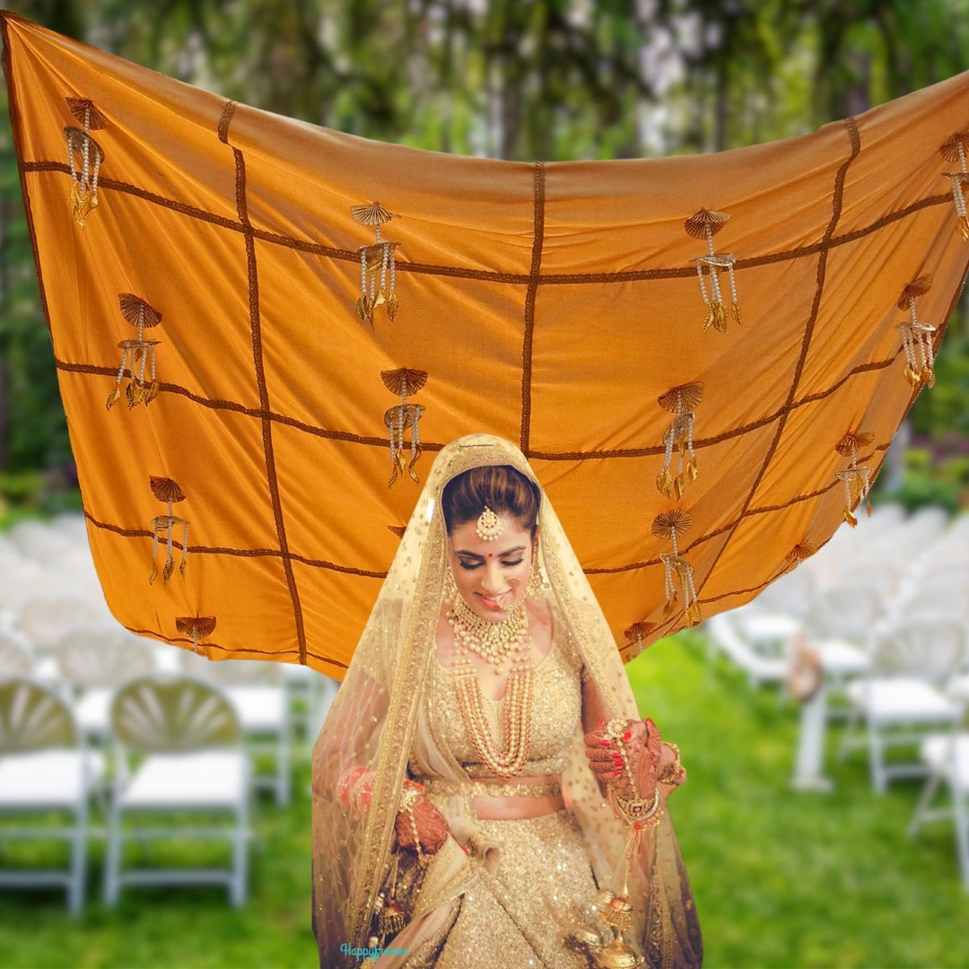 Golden Velvet Canopy, Bridal Canopy, Haldi Mehendi Chadar, Punjabi ...