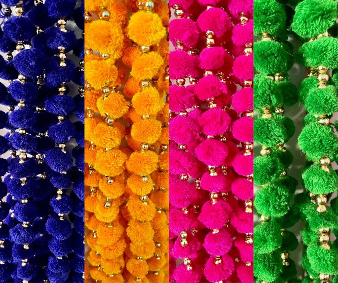 Christmas and Diwali Pom Pom Bell String Garland for Decoration ...