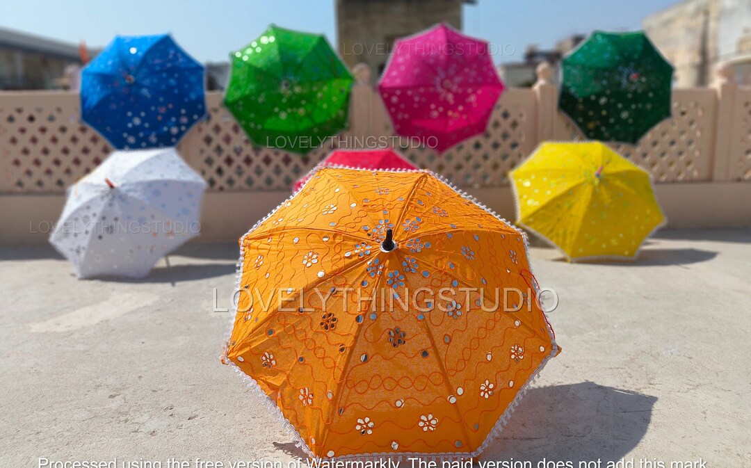 Assorted Multi Color Mirror Work Umbrella,cotton Fabric Decorative Sun ...