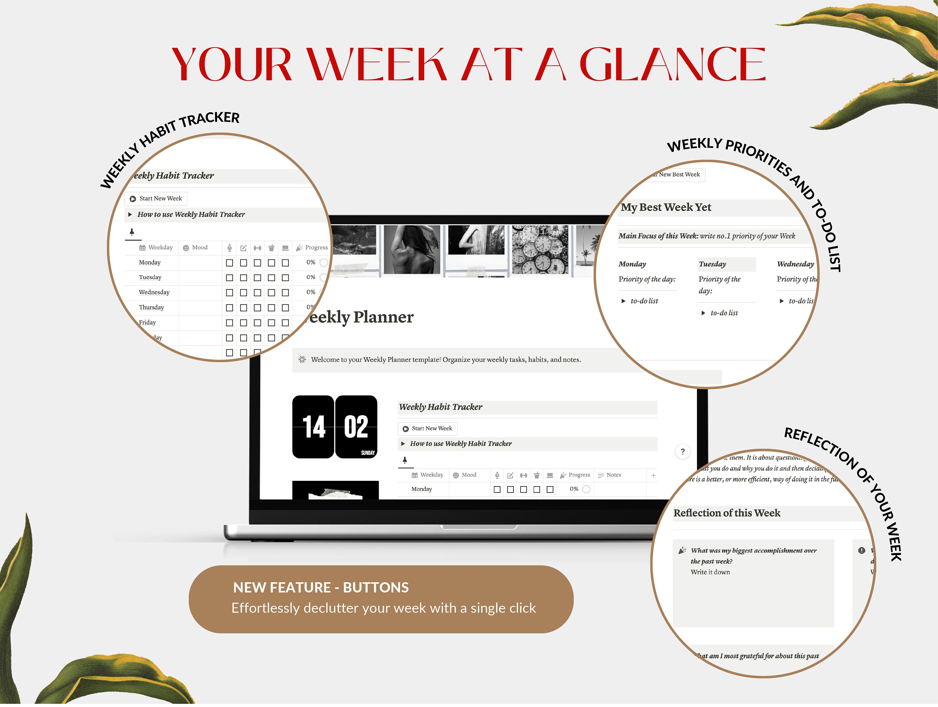 Notion Template Weekly Planner Minimalistic Design Habit Tracker ...
