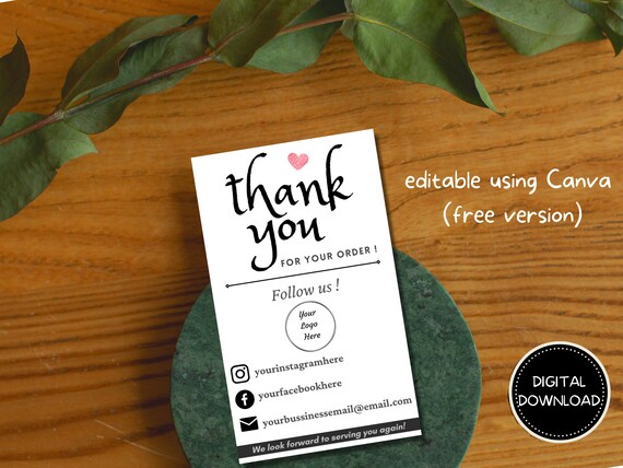 Mini Thank You Card Digital Template Canva Thank You for - Etsy