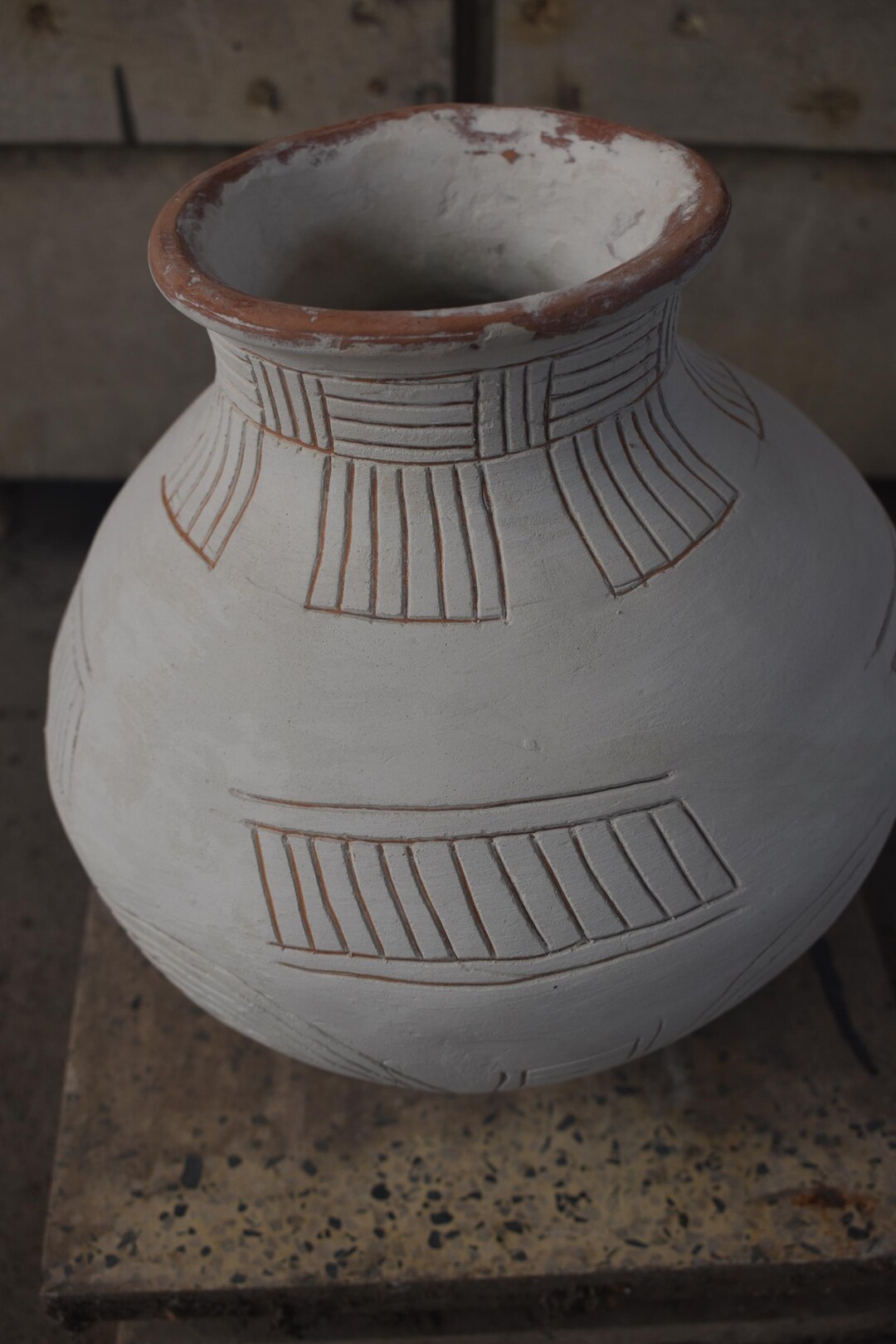 Handmade Clay Matka Water Jug, Indian Tribal Pottery Vase for Kitchen ...