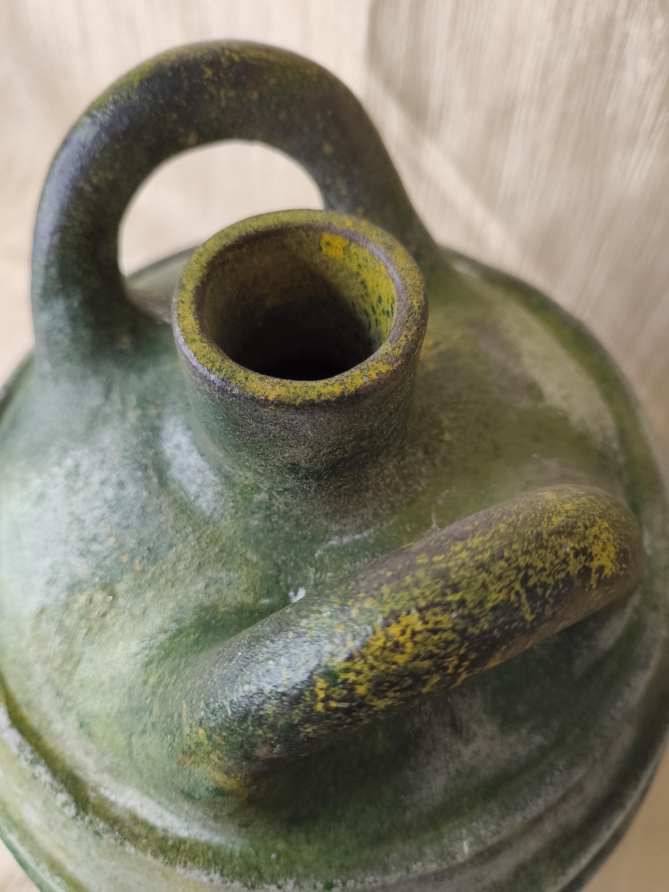 Terracotta Clay Pot, Moss Green Pot, Yellow Patina Pot, Aged Texture ...