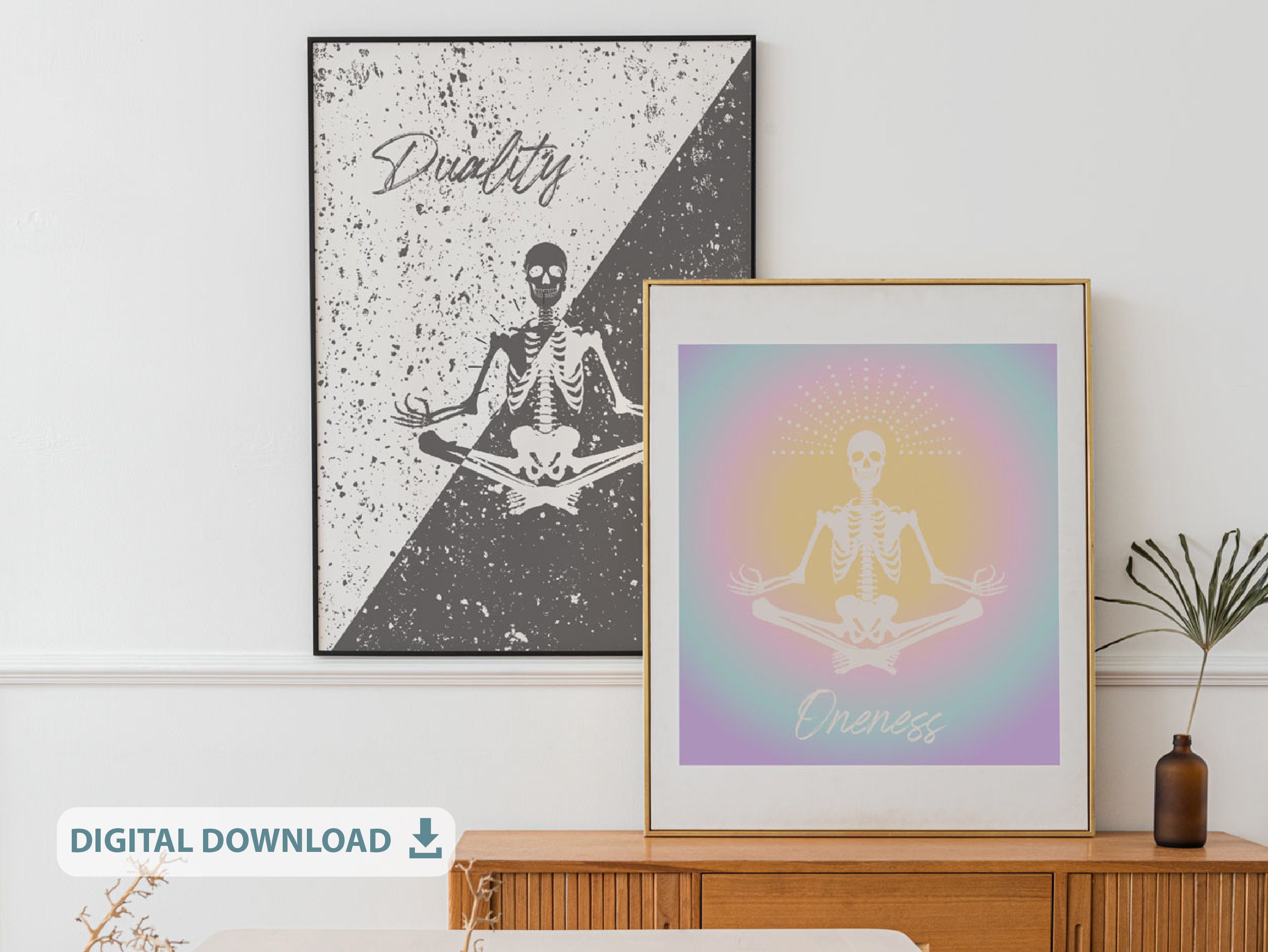 2 Set Aura Minimal Poster Skull Print, Spiritual, Duality, Oneness ...