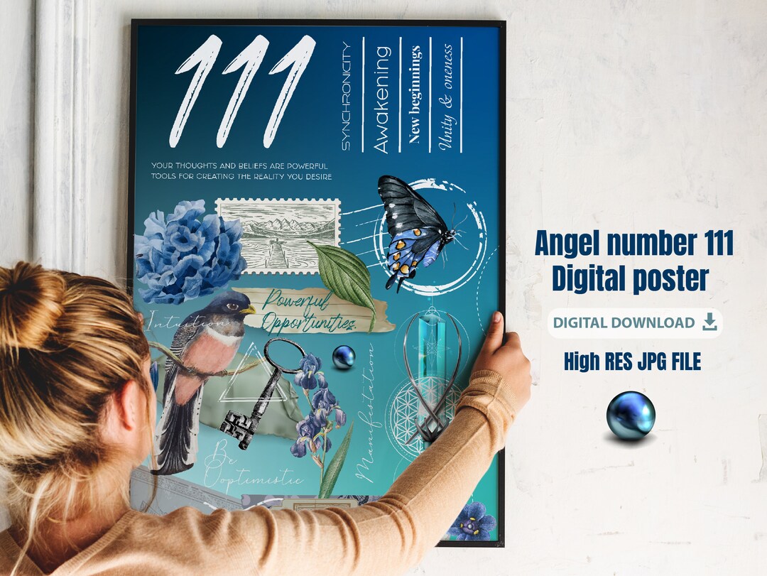 Angel Numbers Vintage Poster Printable 111, Manifestable Aesthetic Room ...