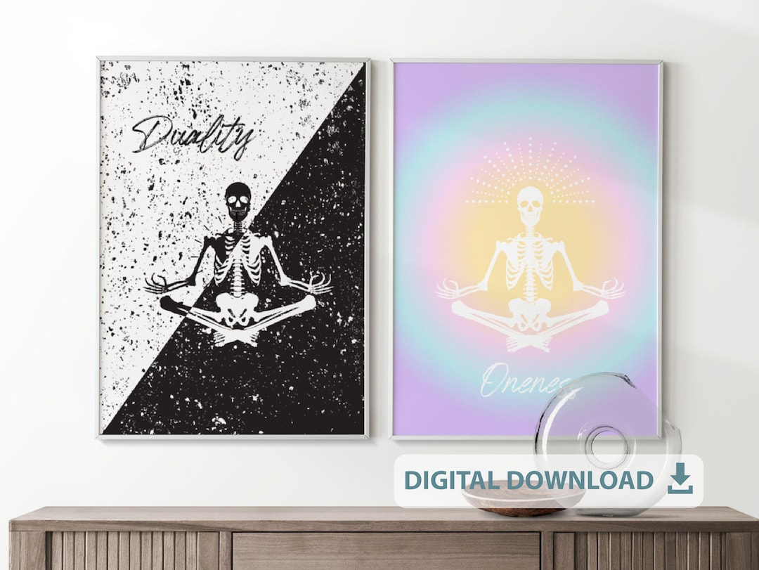 2 Set Aura Minimal Poster Skull Print, Spiritual, Duality, Oneness ...