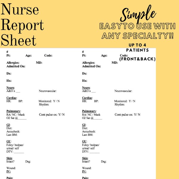 Float Nurse Report Sheet - Etsy