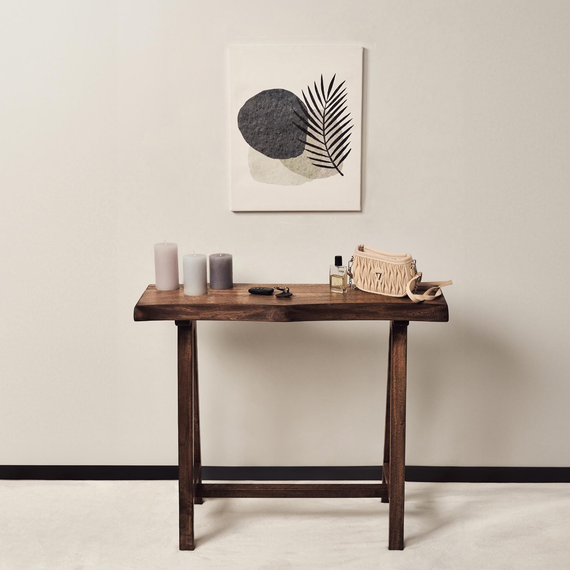 Solid Wood Modern Console Table, Handmade Walnut Minimalist Sofa ...