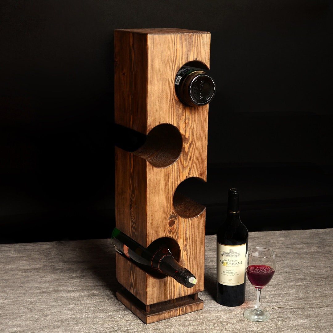 Solid Wood Wine Bottle Rack, Decorative Wine Bottle Holder, Display ...