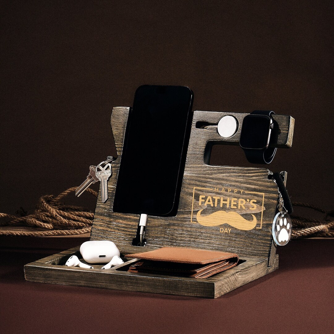 Charging Station W Custom Design, Unique Handmade Gift for Husband Men ...