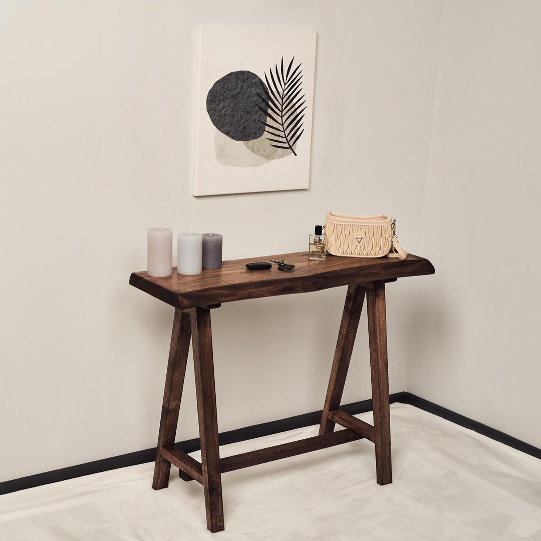 Solid Wood Modern Console Table, Handmade Walnut Minimalist Sofa ...