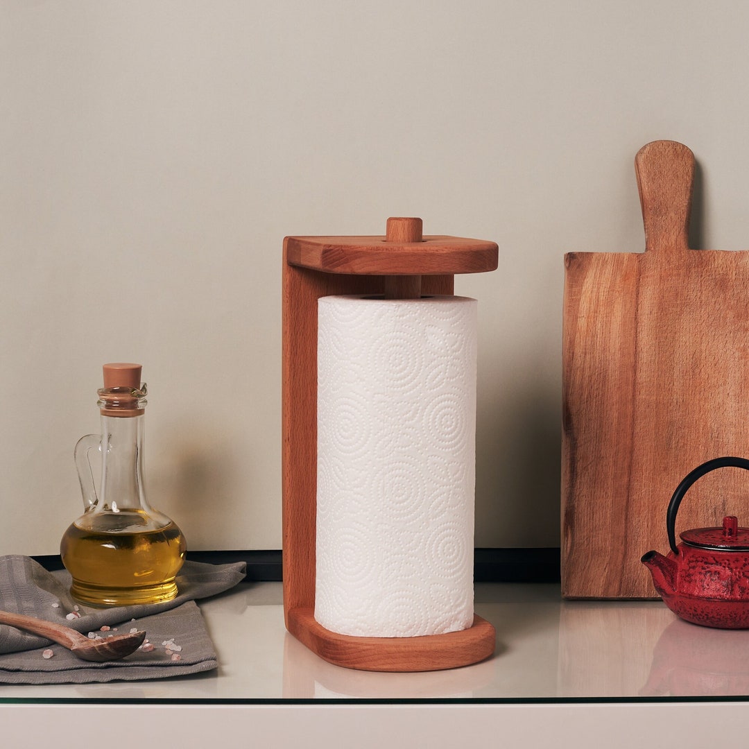 Wooden Paper Towel Holder, Free Standing or Wall Mounted Towel Rack ...