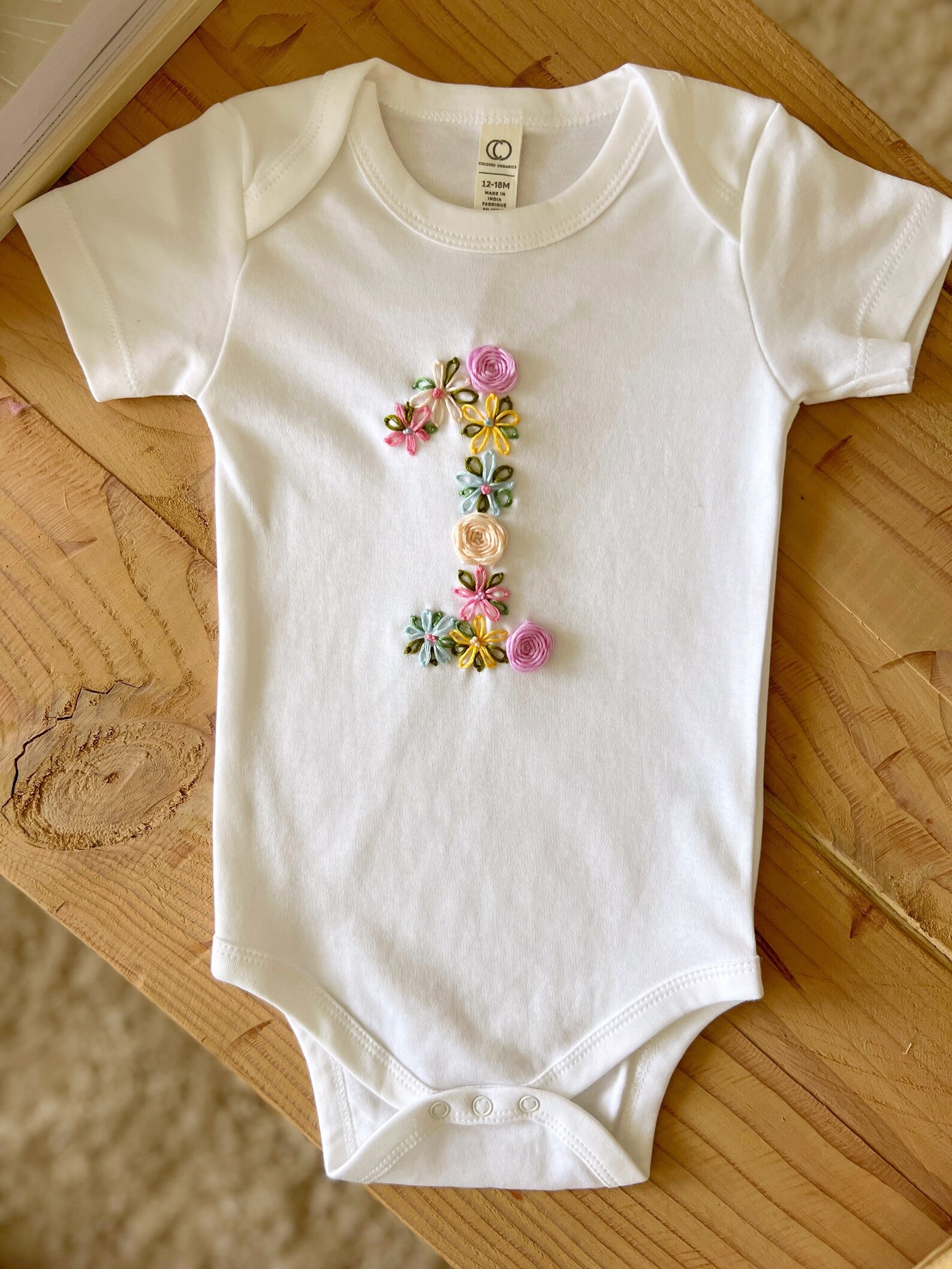 Custom Initial Flower Design Embroidered Baby and Toddler Onesie - Etsy