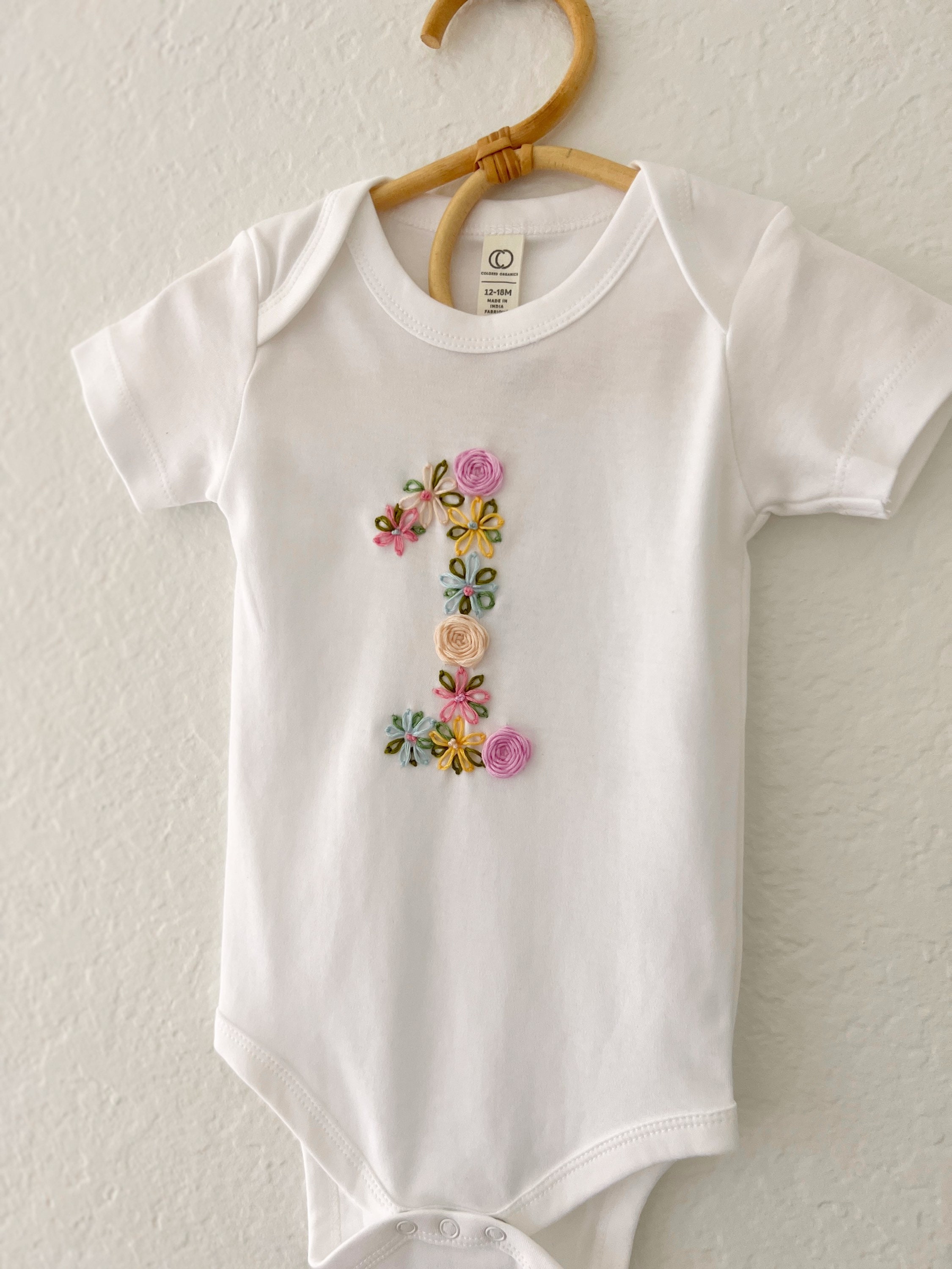 Custom Initial Flower Design Embroidered Baby and Toddler Onesie - Etsy