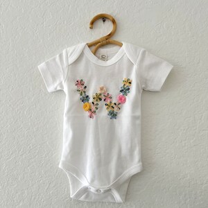 Custom Initial Flower Design Embroidered Baby and Toddler Onesie - Etsy