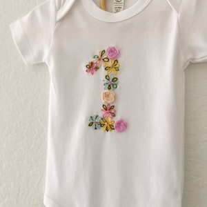 Custom Initial Flower Design Embroidered Baby and Toddler Onesie - Etsy