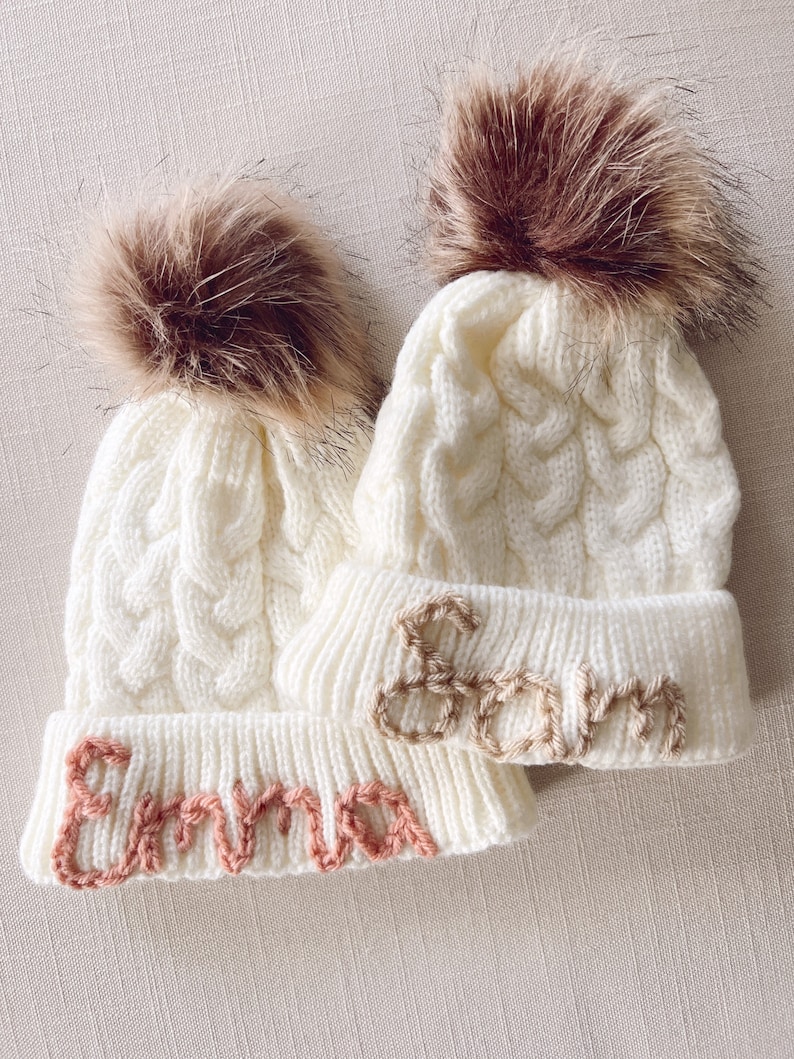 Toddler and Baby Personalized Hand Embroidered Name Beanie/winter Hat ...
