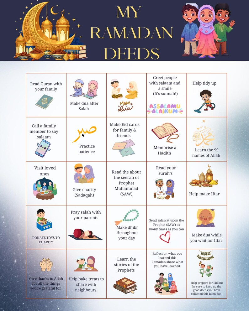 Children’s Ramadan Deeds Calendar - Etsy UK