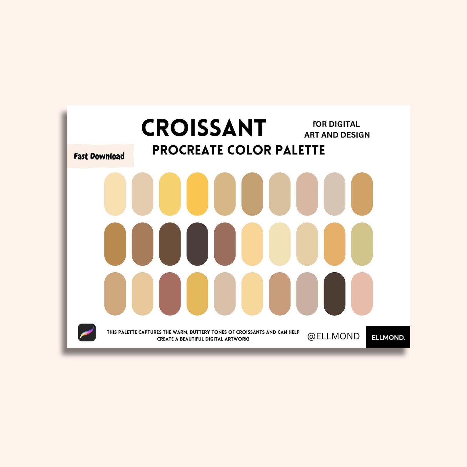 Procreate Color Palette for Pastry Digital Art | Pastry Drawing ...