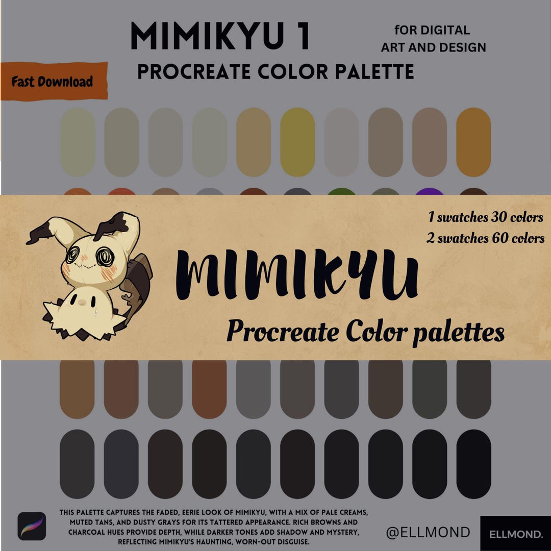 Mimikyu Procreate Color Palette for Digital Art Mimikyu Color Procreate ...