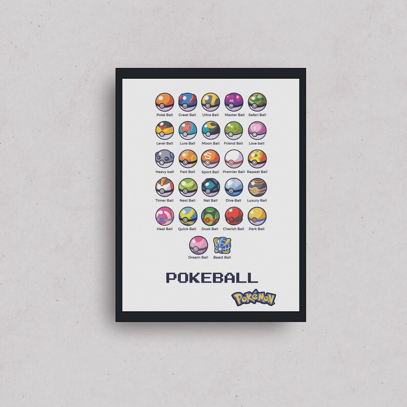 Pokemon Pokeball Art Print, Set of 3, Wall Decor (digital Download) - Etsy