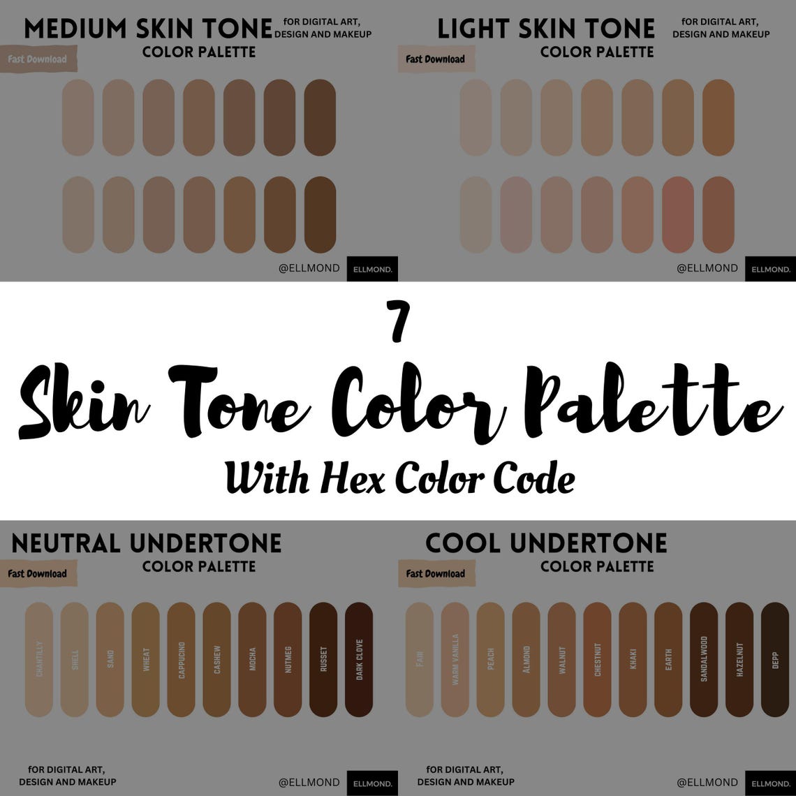 Skin Tone Color Palette Skin Tone Palette Color Palette Digital Art ...