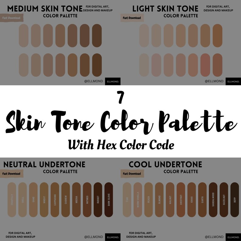 Skin Tone Color Palette Skin Tone Palette Color Palette Digital Art ...