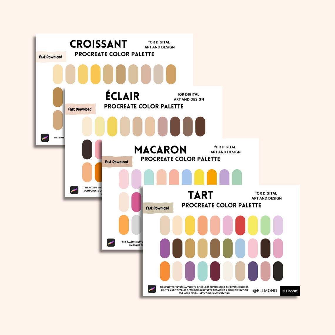 Procreate Color Palette for Pastry Digital Art | Pastry Drawing ...