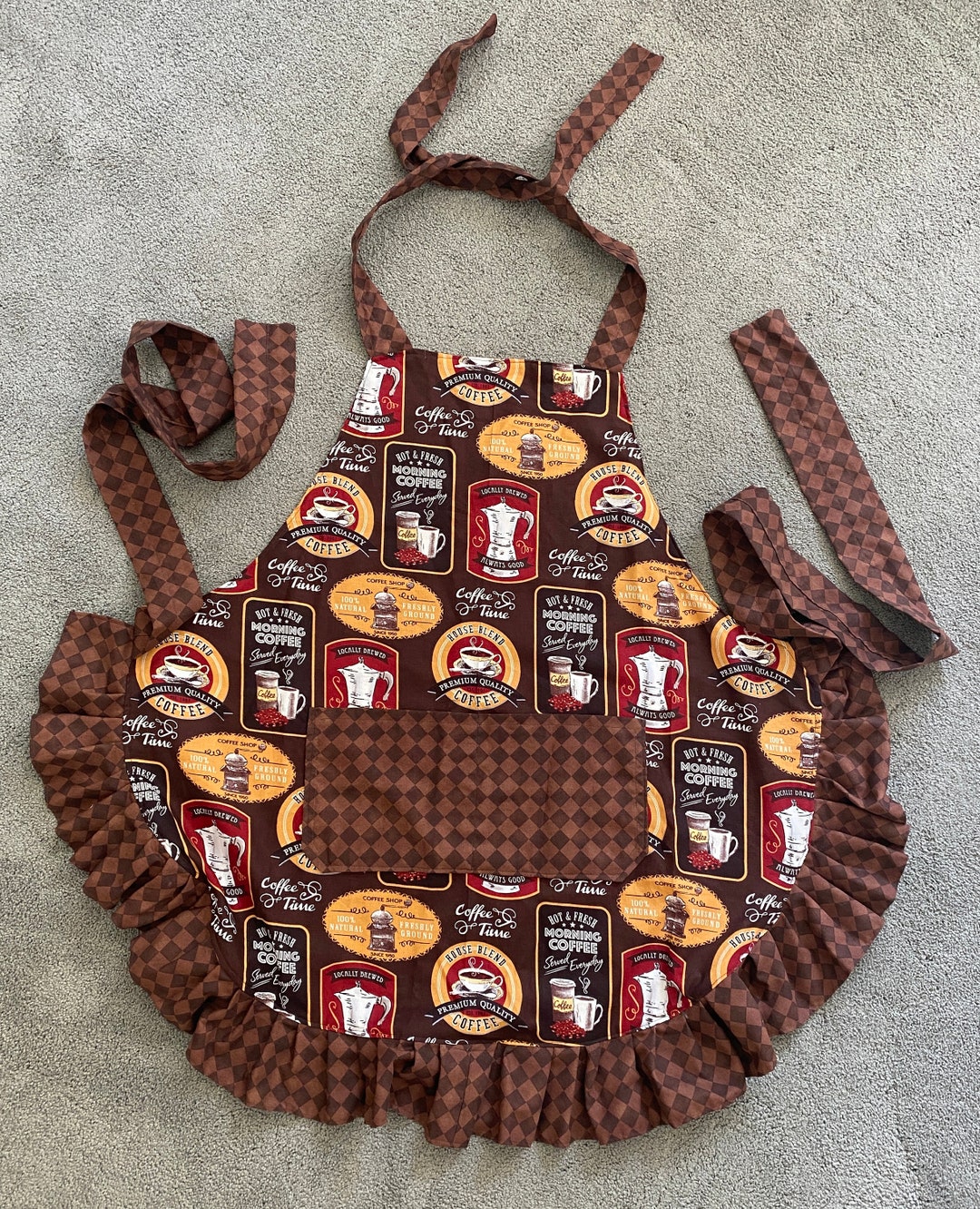Barista/coffee Lovers Theme Apron Morning Coffee Hostess With Two Front ...