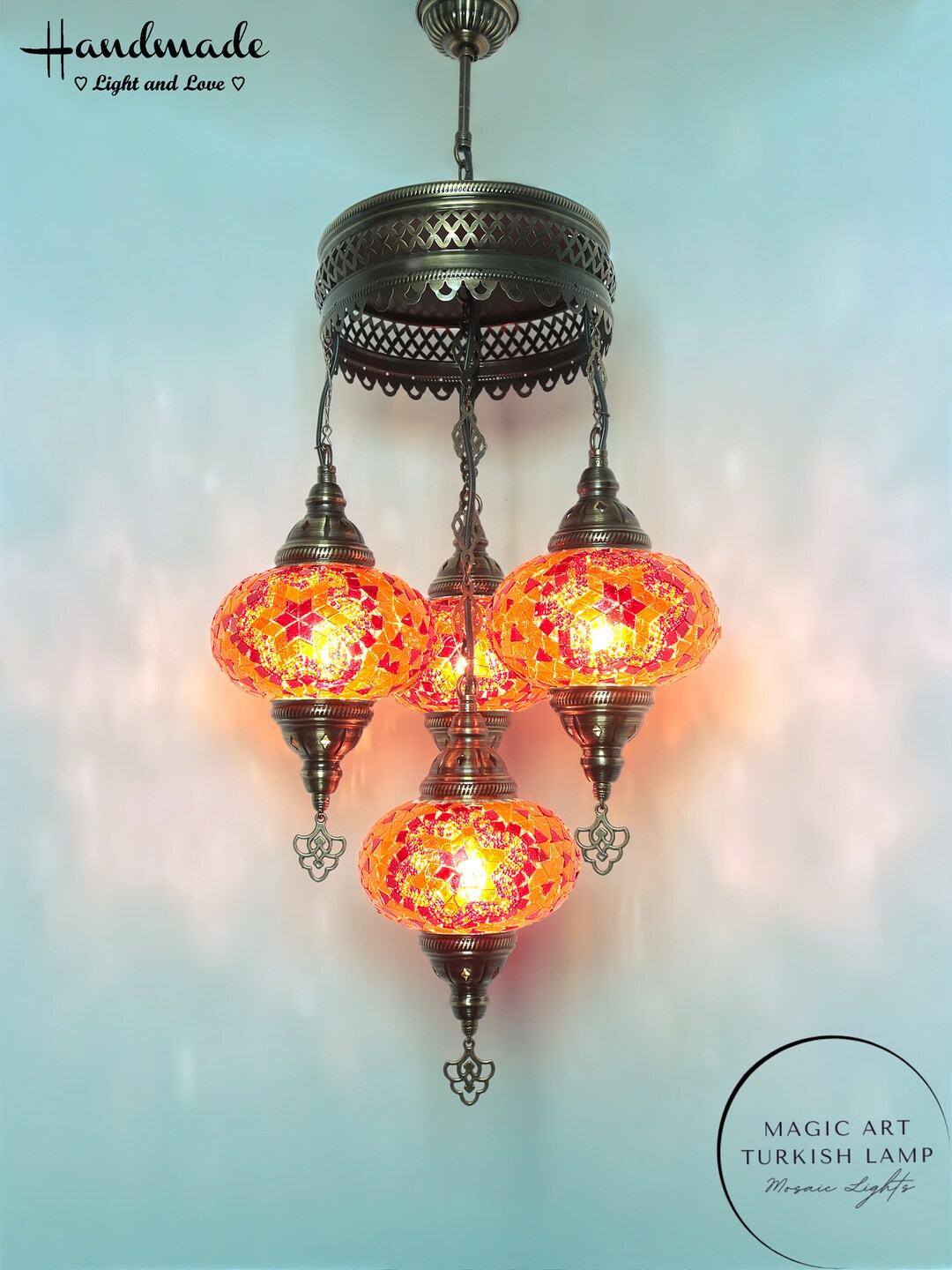 Turkish Colorful Mosaic Chandelier, Turkish Ceiling Lamp, Morrocan ...