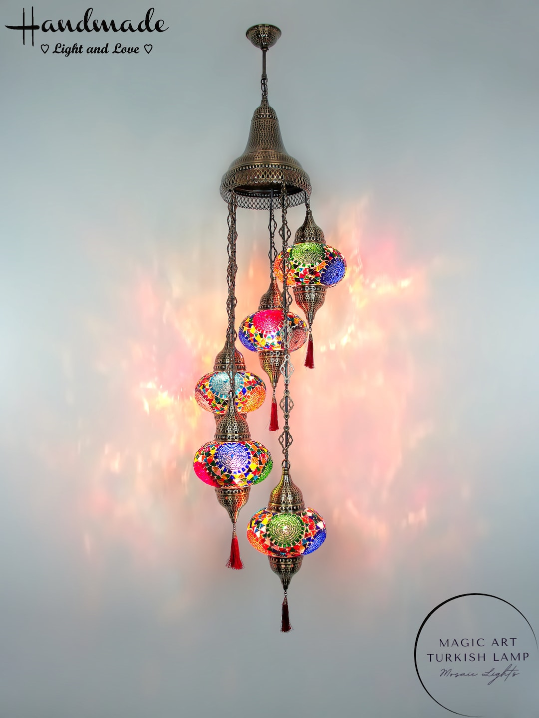 Turkish Mosaic Pendant Lamp: Colorful Moroccan Lantern Lighting - Etsy
