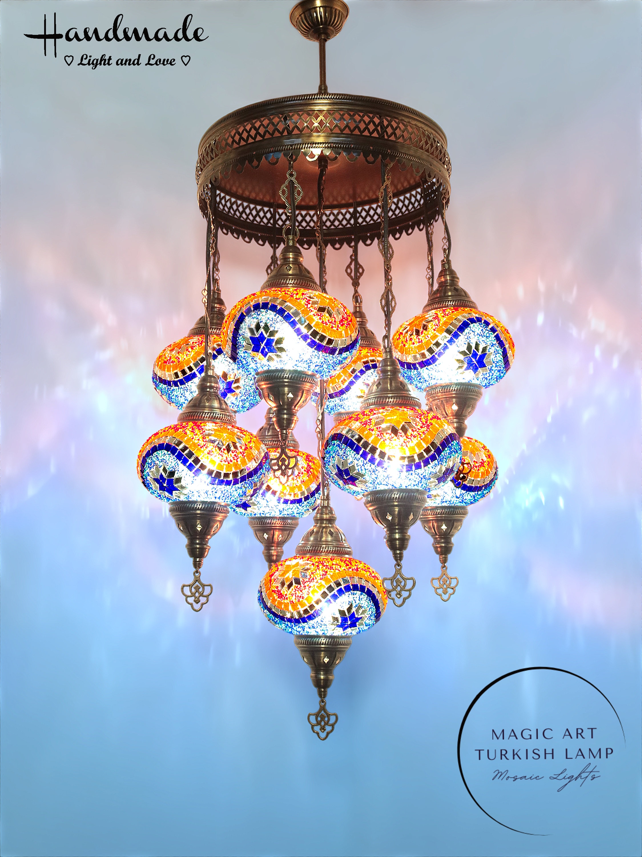 9 Globe Turkish Ceiling Lamp Morrocan Hanging Light Turkish - Etsy