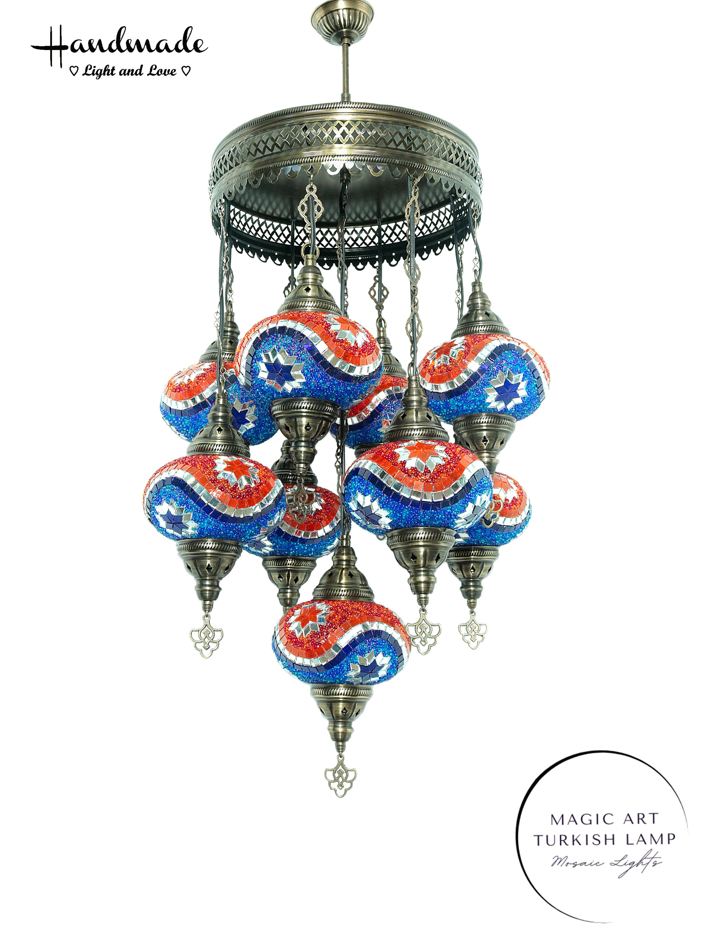9 Globe Turkish Ceiling Lamp Morrocan Hanging Light Turkish - Etsy