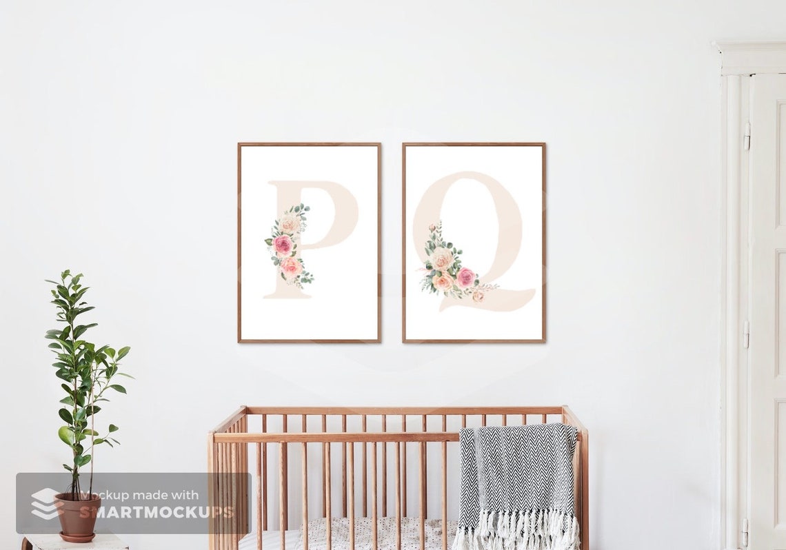 Letter P Wall Decor, Digital Download, Initial Wall Art, Nursery Letter ...