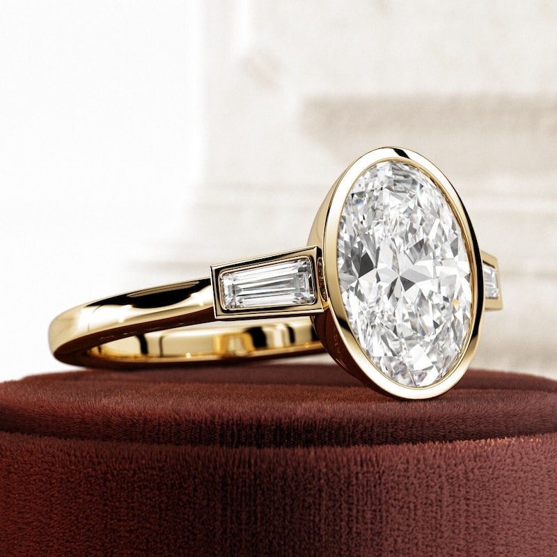 Bezel Set Engagement Ring - Etsy