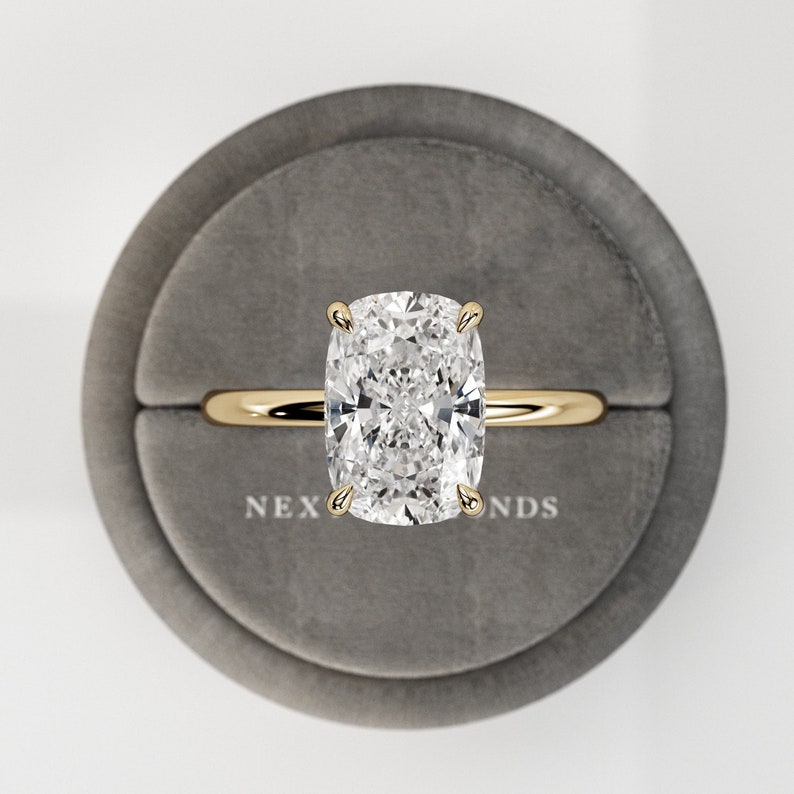 3 Carat Lab Diamond Ring / 3 CT Elongated Cushion Diamond / - Etsy