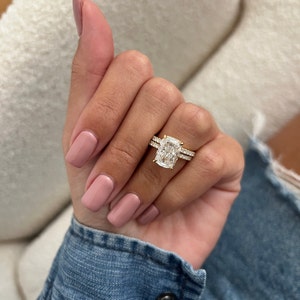 4 Carat Lab Diamond Ring / 4 CT Elongated Cushion Diamond / Elongated ...