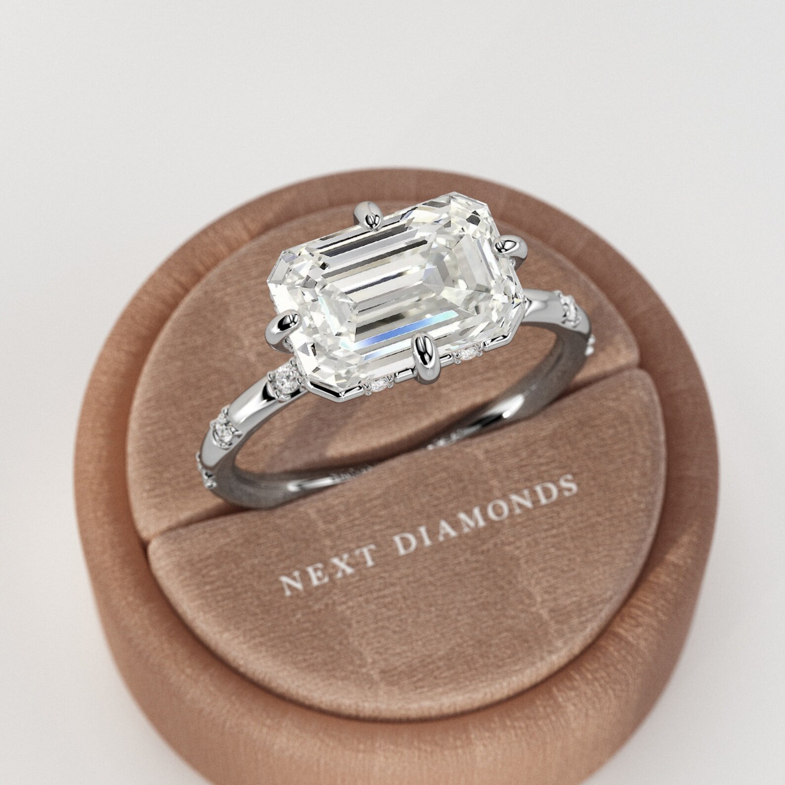 4 Carat Emerald Cut Lab Diamond Art Deco Engagement Ring / 4CT - Etsy