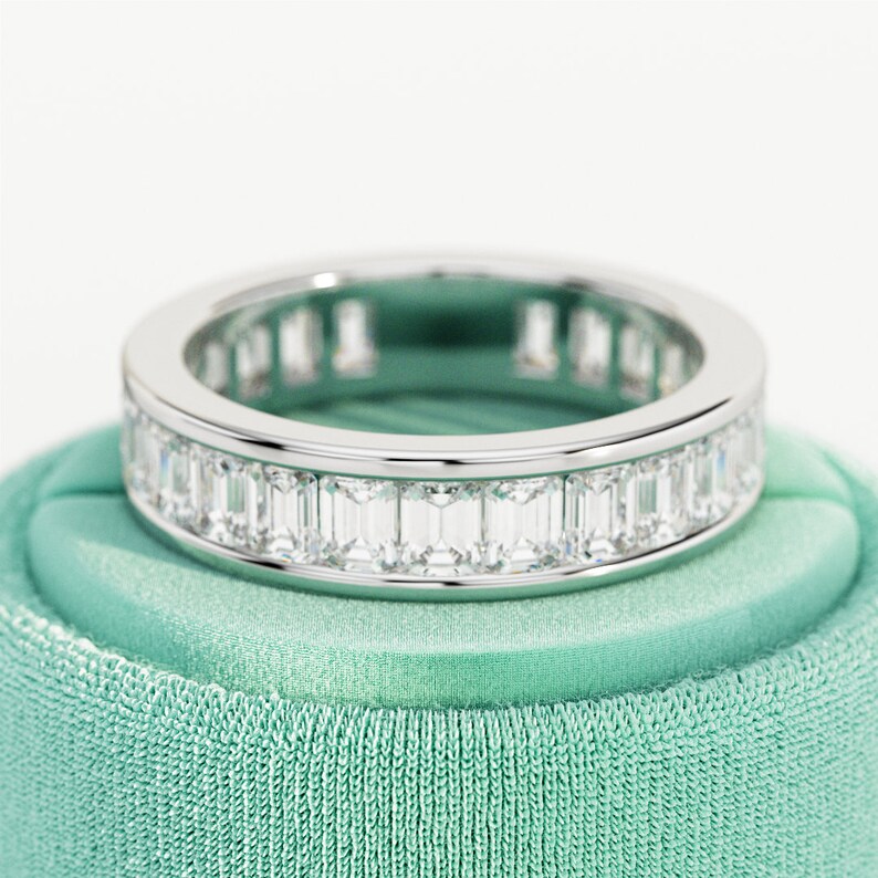 Channel Set Emerald Cut Eternity Band / 3 Carat Lab Grown - Etsy