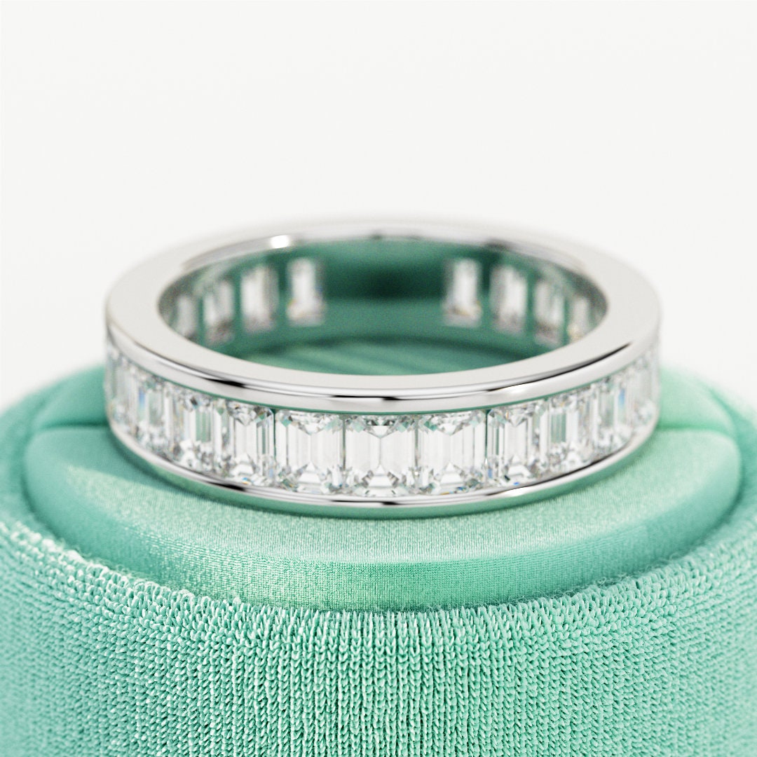 Channel Set Emerald Cut Eternity Band / 3 Carat Lab Grown - Etsy