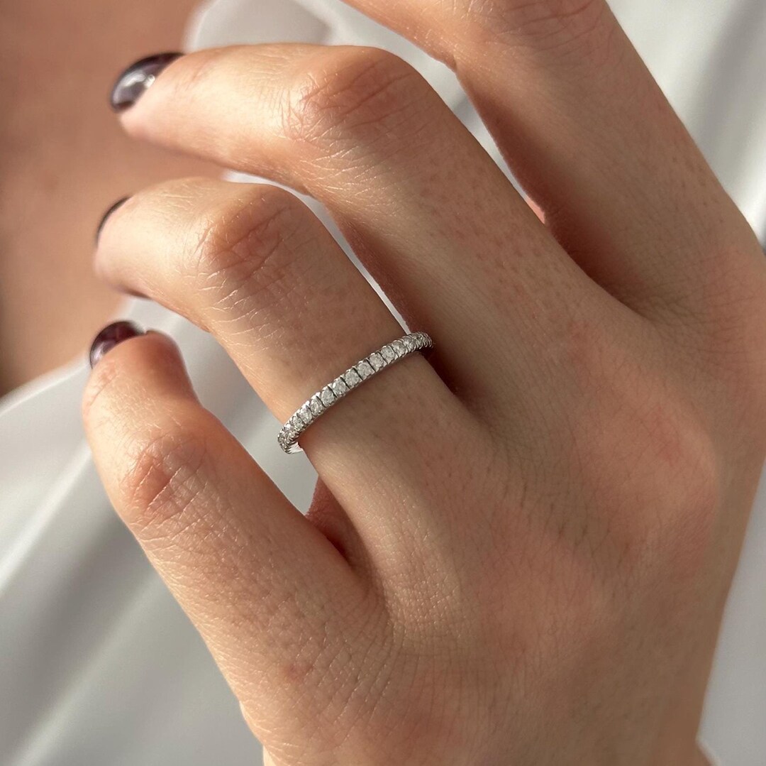 2MM Pave Lab Diamonds Full Eternity Band / 14k White Gold 0.5CT ...