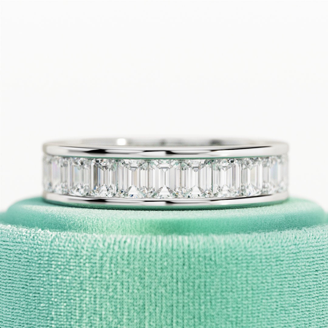 Channel Set Emerald Cut Eternity Band / 3 Carat Lab Grown - Etsy