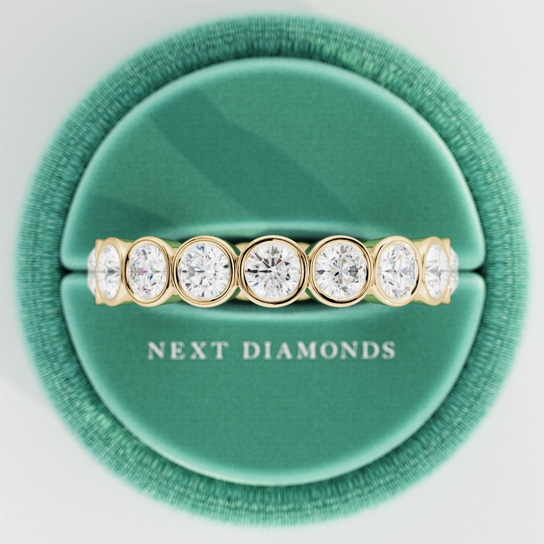 Bezel Set Eternity Band / 1.7CT Lab Grown Diamond Eternity Ring/ Unique ...