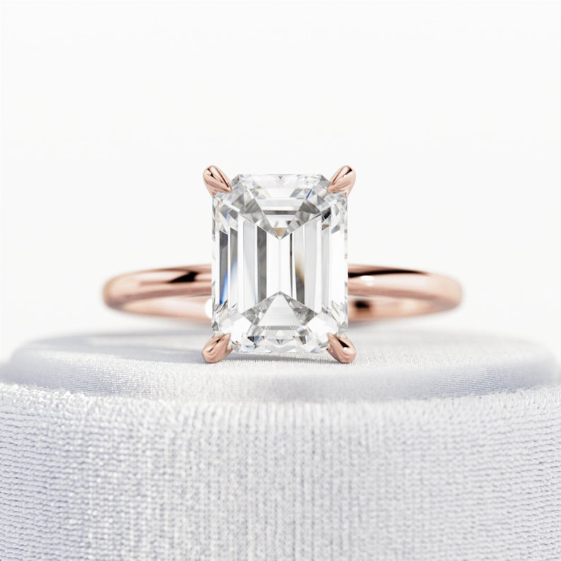 3 Carat Emerald Cut Lab Grown Diamond Solitaire Ring / E VVS2 IGI ...