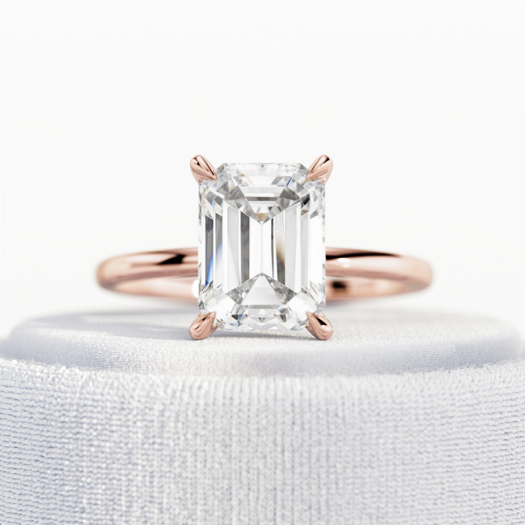 3 Carat Emerald Cut Lab Grown Diamond Solitaire Ring / E VVS2 IGI ...