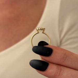 3 Carat MOVAL Lab Grown Diamond Solitaire Ring in Bezel Set / 14k ...