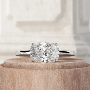 2 Carat Elongated Cushion East West Engagement Ring / 14k Gold ...