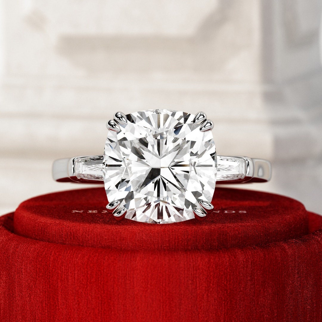 5 Carat Cushion Diamond Ring / 5 CT Cushion Lab Grown Diamond E VVS2 ...