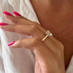 2 CT Oval Lab Grown Diamond Hidden Halo Engagement Ring in Yellow Gold / High Set Cathedral Ring ...